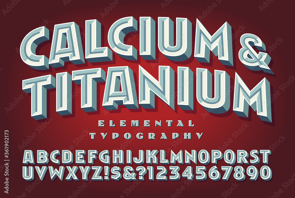 Calcium and Titanium is a Retro Styled Alphabet with Chiseled and ...
