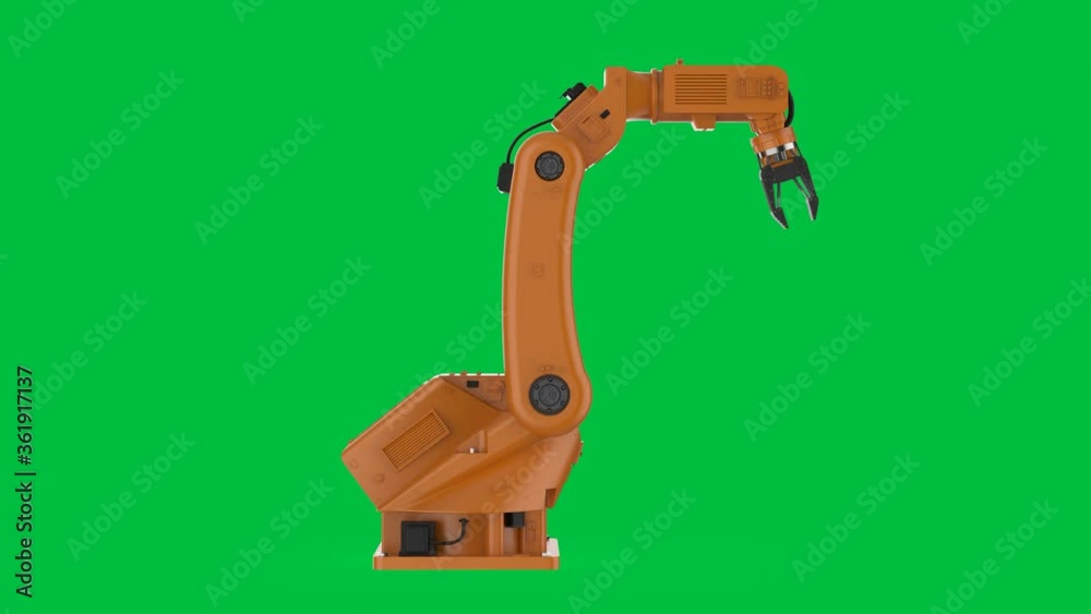 3d rendering robotic arm isolated on green screen background 4k ...
