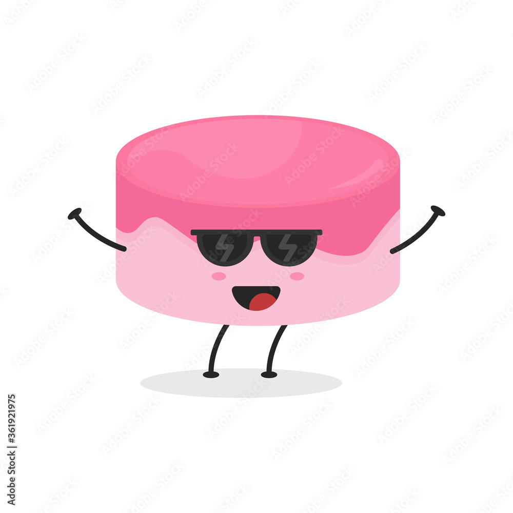Cute flat cartoon birthday cake illustration. Vector illustration of ...