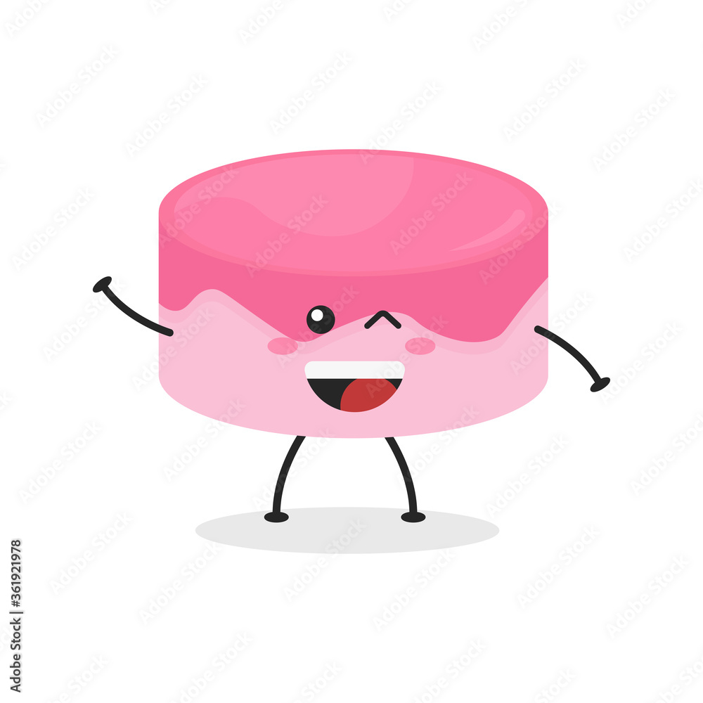 Cute flat cartoon birthday cake illustration. Vector illustration of ...