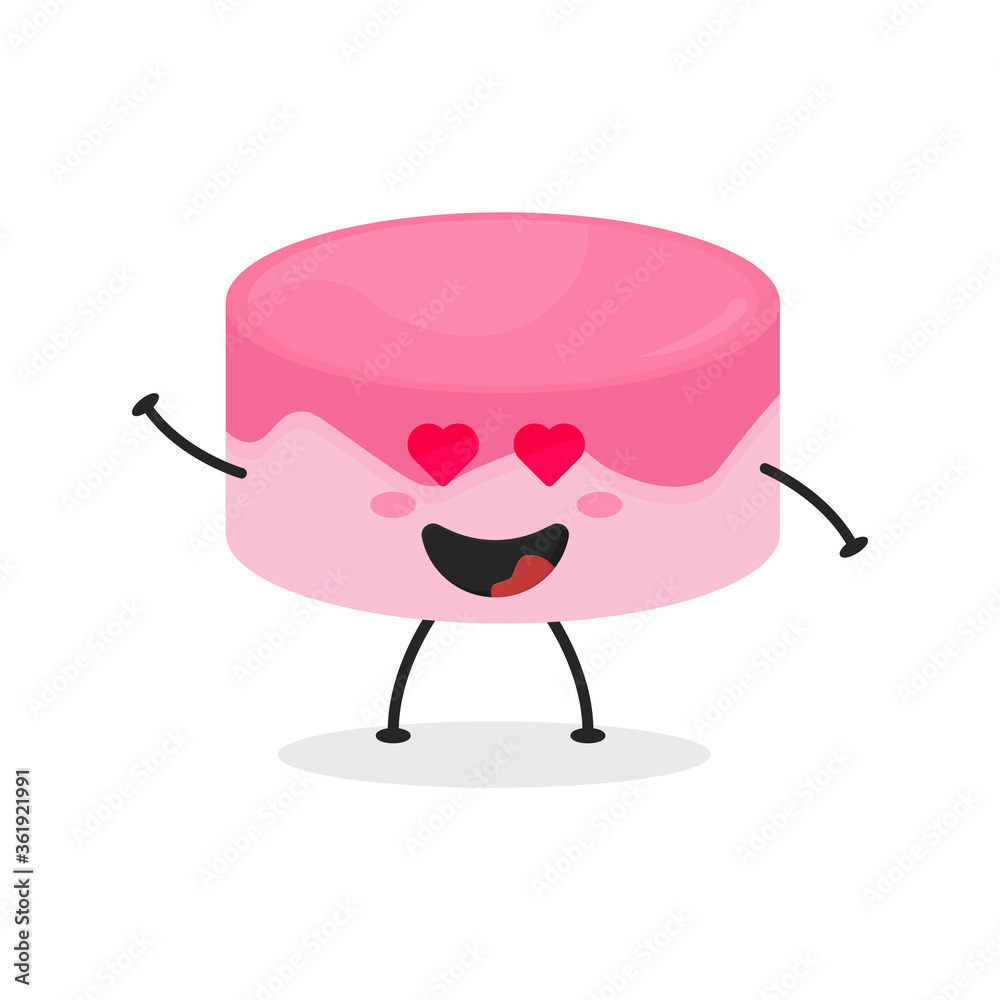 Cute flat cartoon birthday cake illustration. Vector illustration of ...