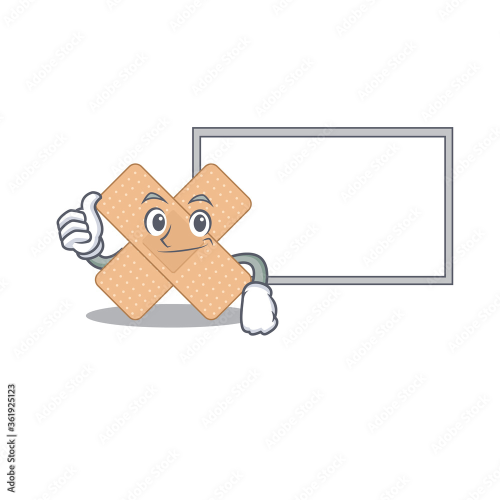 Cross bandage Caricature character design style with a white board ...