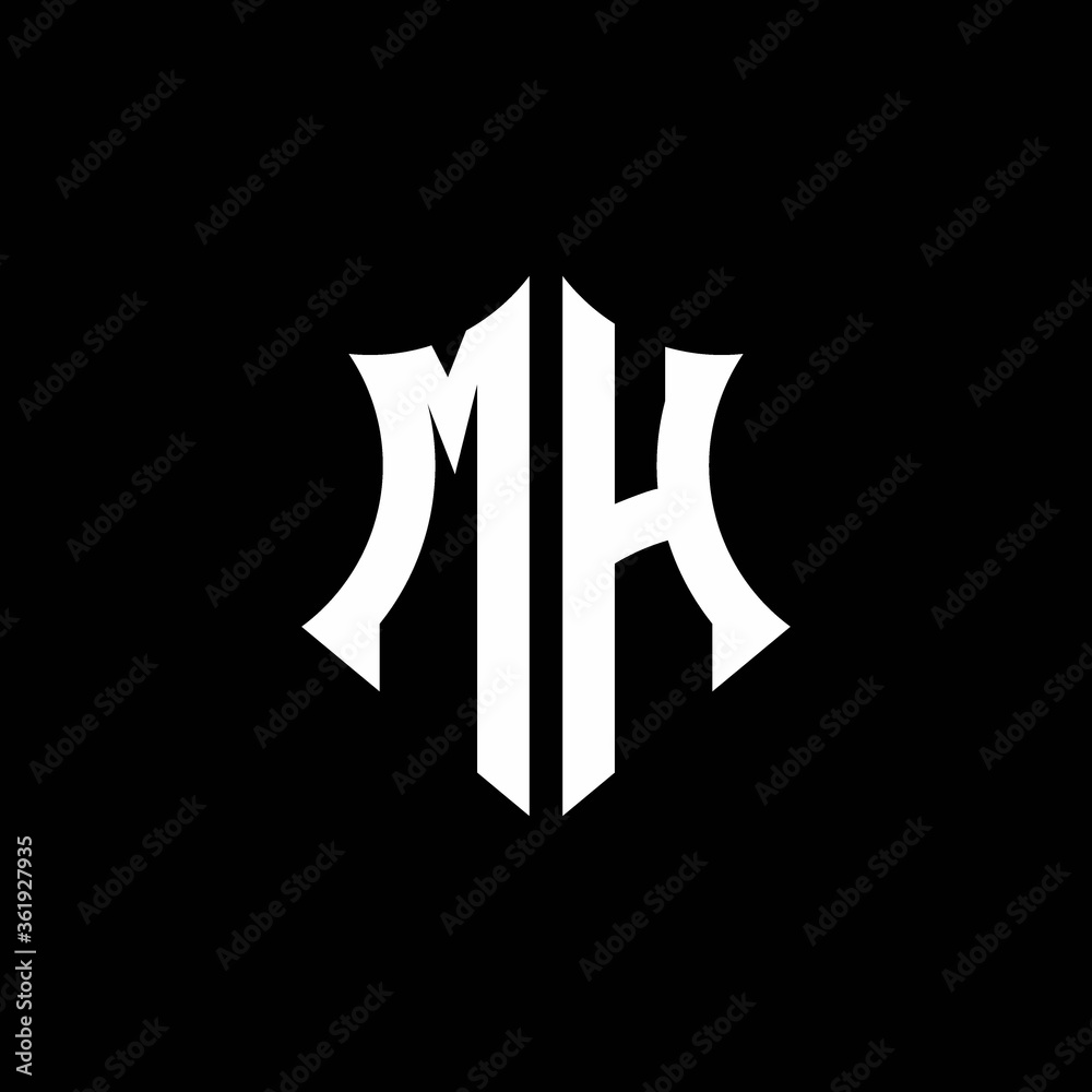 MH monogram logo with a sharp shield style Stock Vector | Adobe Stock
