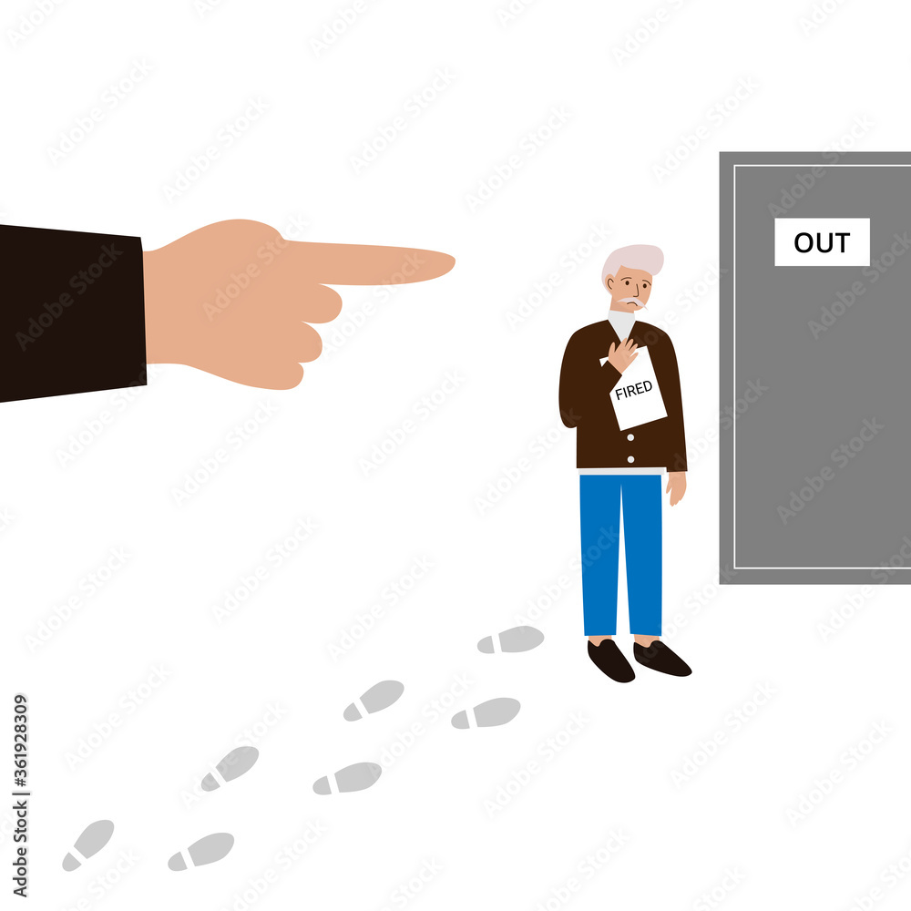 Sad Old Man Lost His Job Male Employee Walking From Office Workplace