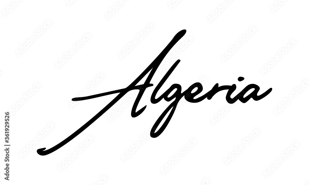 Algeria Handwritten Font Calligraphy Black Color Text on White ...