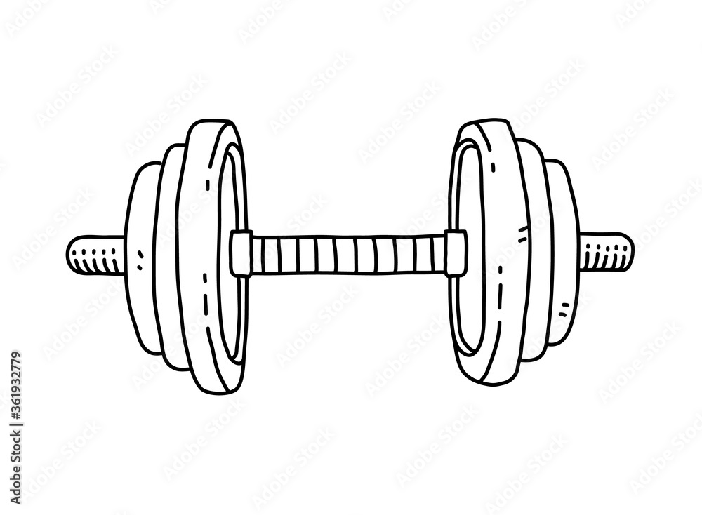 Barbell doodle, hand drawn vector doodle illustration of a barbell for ...