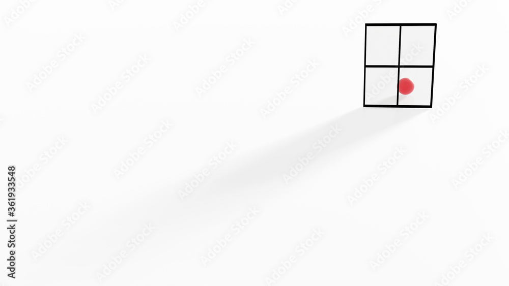 Window (and its ground glass) and its evening shadow in a white room ...