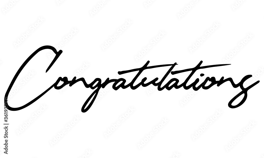 Congratulation Handwritten Font Calligraphy Black Color Text on White Background Stock Vector ...