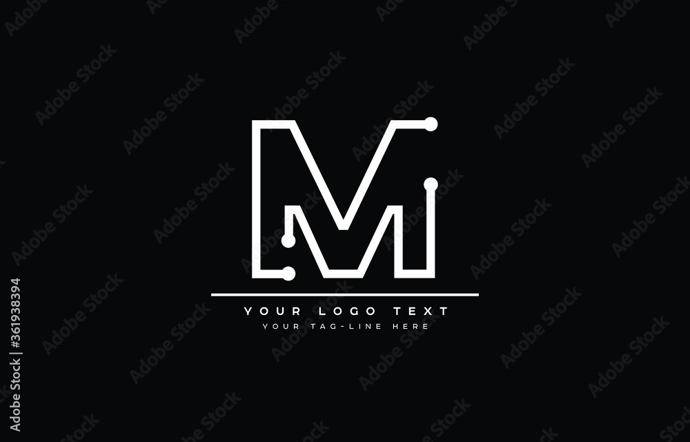 MM M logo design tech concept with background. Initial based creative ...