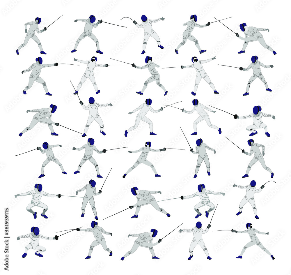 Fencing player portrait vector illustration isolated on white ...