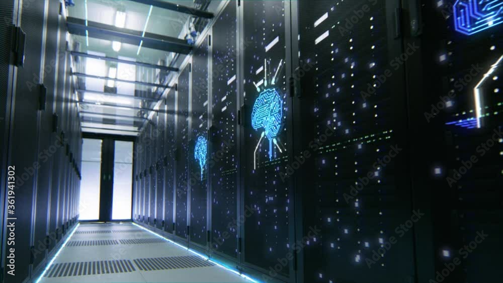 Data Center Server Racks Activating with Animated Neural Network ...