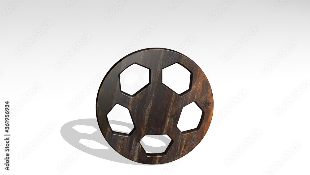 soccer ball casting shadow from a perspective. A thick sculpture made ...