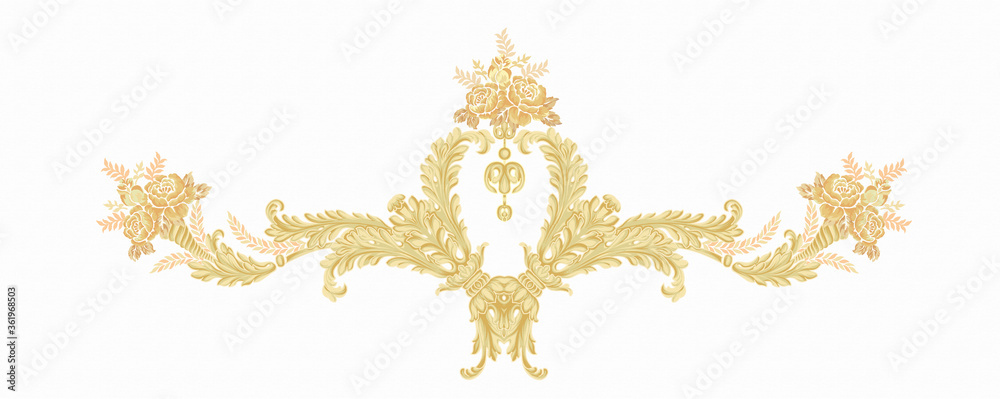 Baroque Rococo style wallpaper design, European background pattern ...