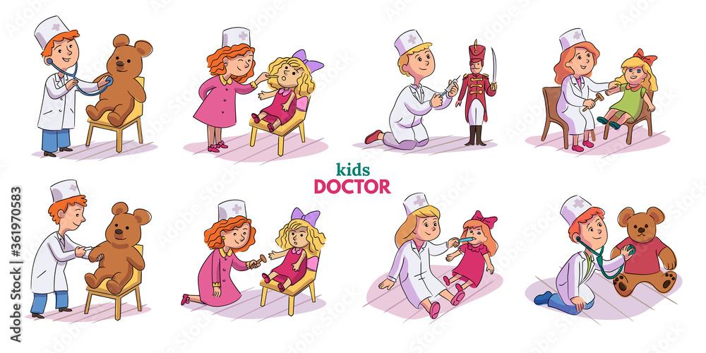 Vector character illustration of kids doctor set Stock Vector | Adobe Stock