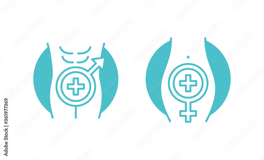 Andrology and Gynecology icon - Venus (male) and Mars (female) signs ...