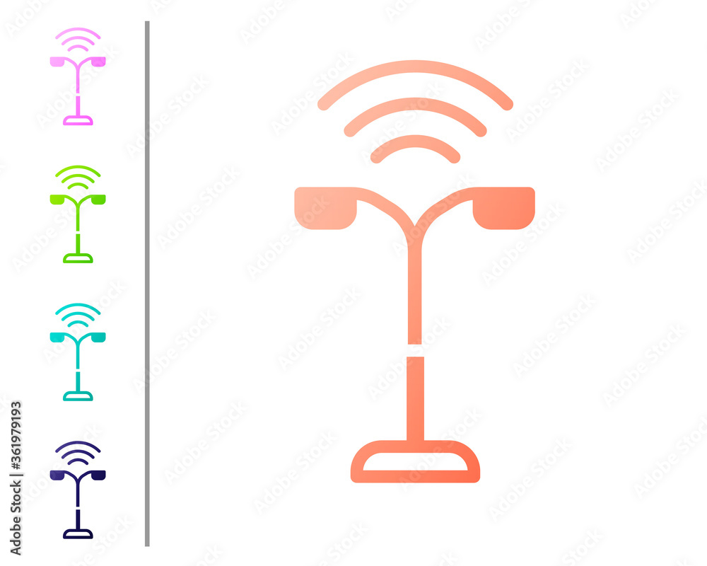 Coral Smart street light system icon isolated on white background ...