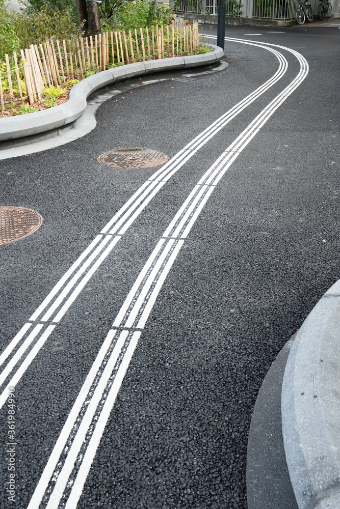 Guidance strips on the ground for the guidance and orientation of blind ...