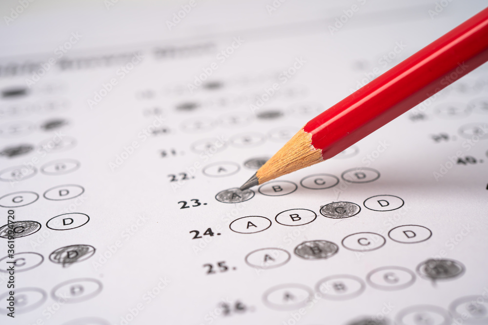 Answer sheets with Pencil drawing fill to select choice, education ...