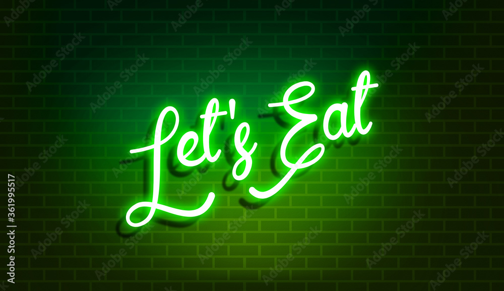 Let's Eat, Food Court Wall Design, Neon Light Effect or Colorful ...