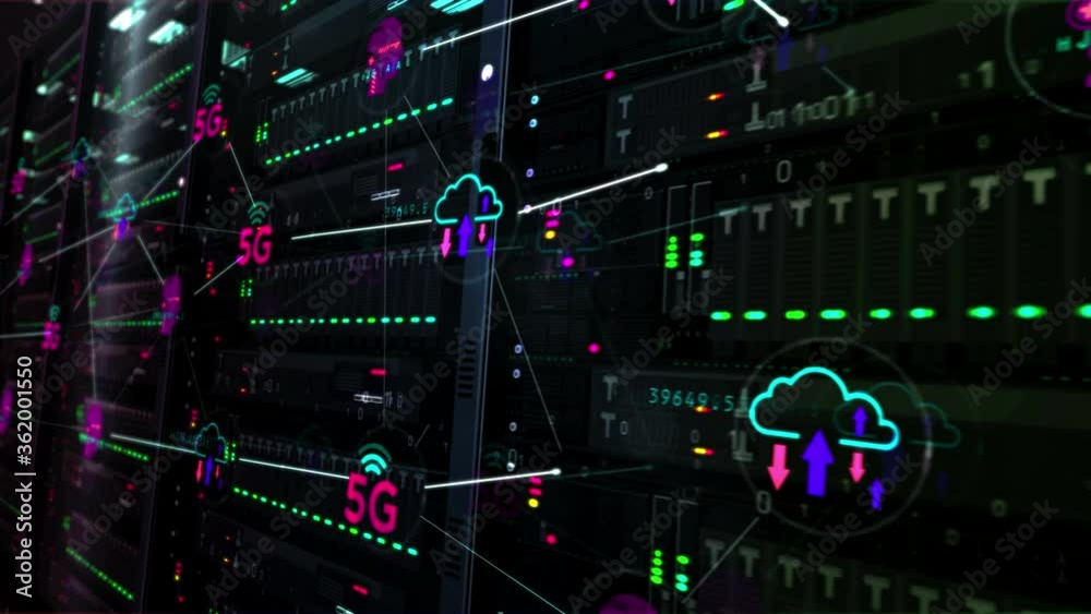 Futuristic datacenter with modern symbols of technology, 5G, artificial ... Futuristic datacenter with modern symbols of technology, 5G, artificial ...
