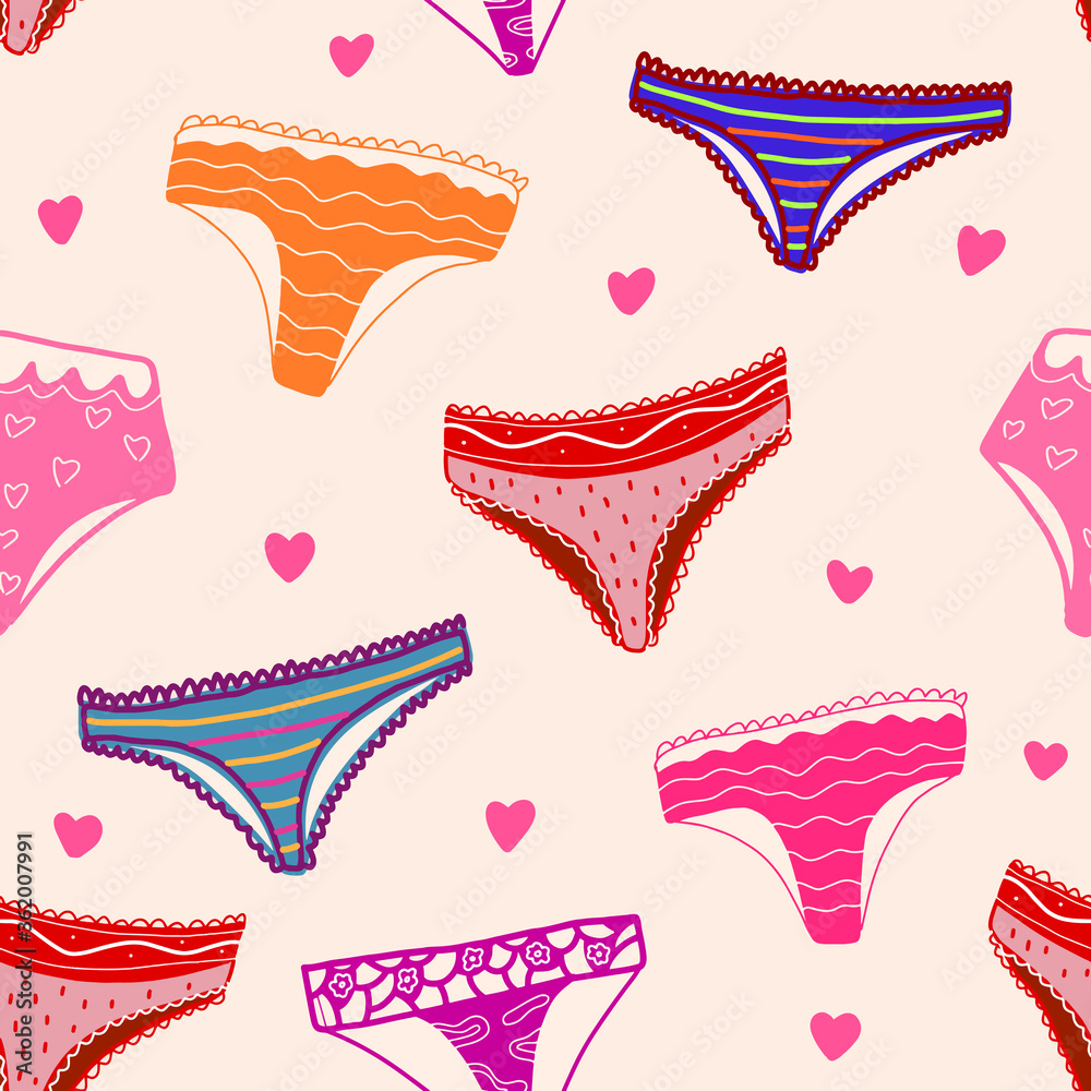 Seamless pattern with woman lingerie and underwear. Background with ...