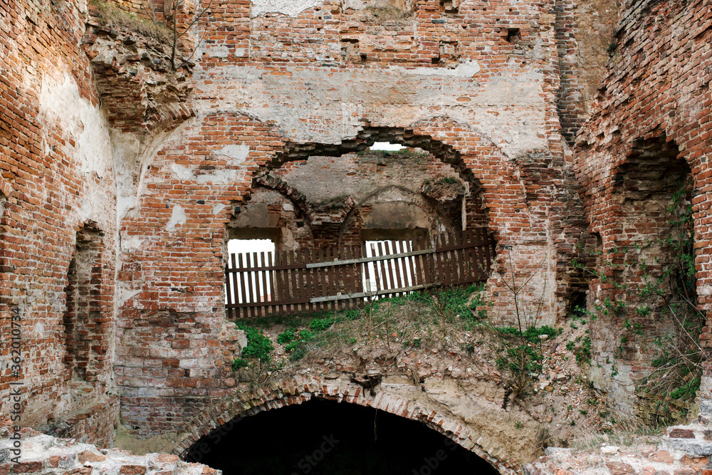 Ruined walls of Ruzhany Palace, ruined palace of Sapieha in Western ...