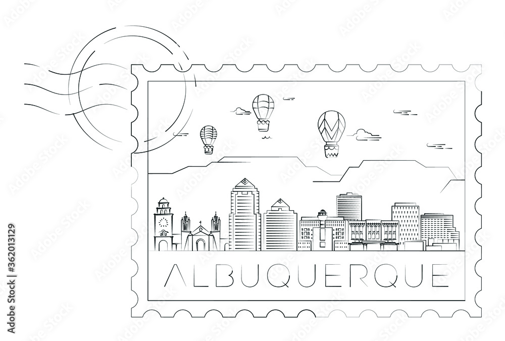 Albuquerque stamp minimal linear vector illustration and typography ...