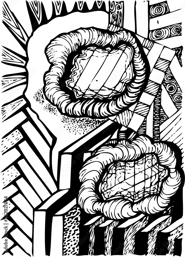 Vector illustration of hand drawn black & white pattern. Stock Vector ...