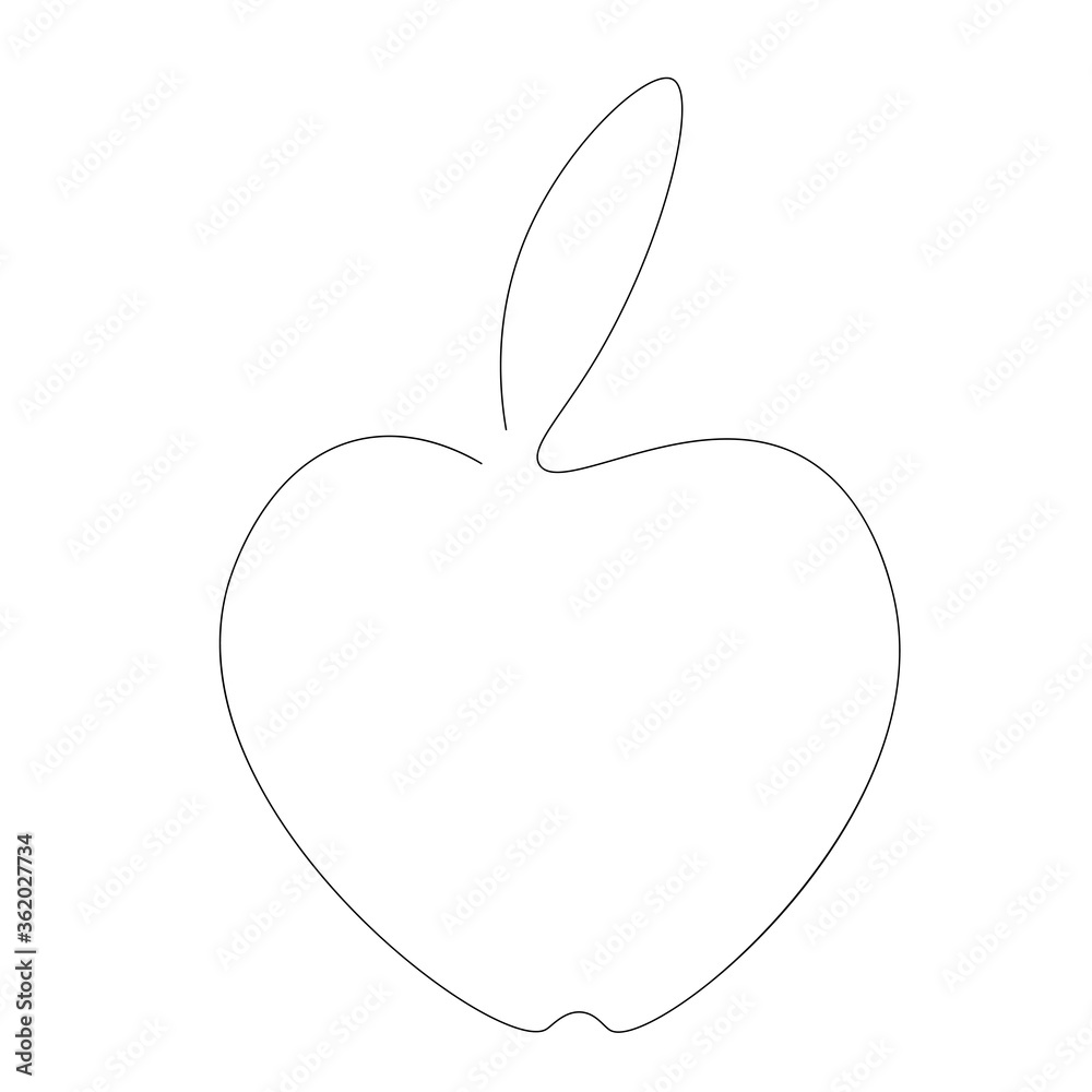 Apple tree on white background line drawing, vector illustration ...