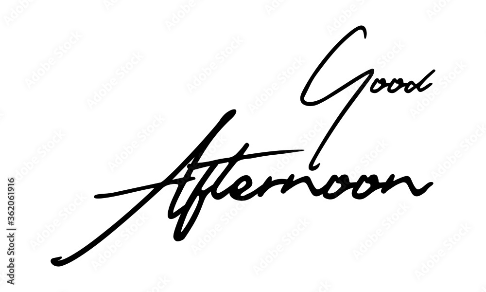 Good Afternoon Handwritten Font Calligraphy Black Color Text on White ...