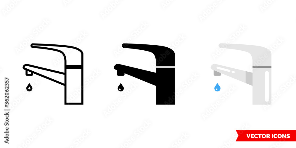 Faucet icon of 3 types. Isolated vector sign symbol. Stock Vector ...