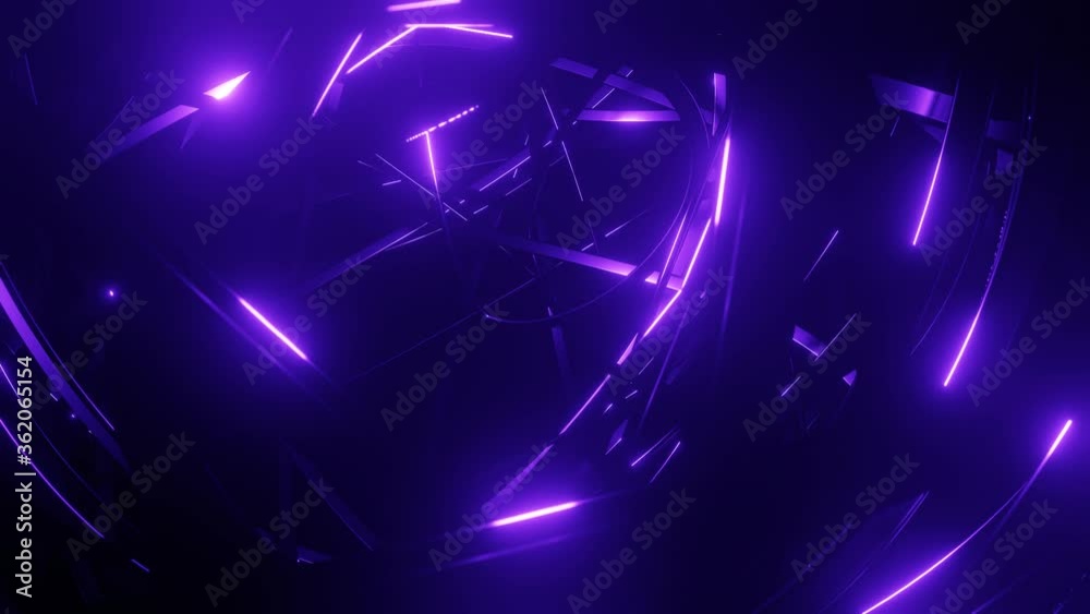 intersection of wire with purple neon glow on faces smoothly move in ...