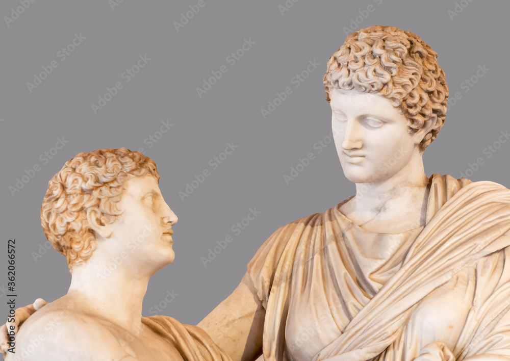 Ancient roman statues showing a faher and a son interacting Stock Photo ...