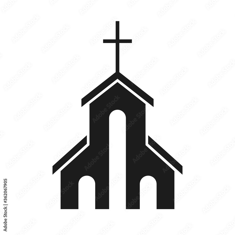 Vector church icon. Black silhouette for wedding logo design. Clipart ...