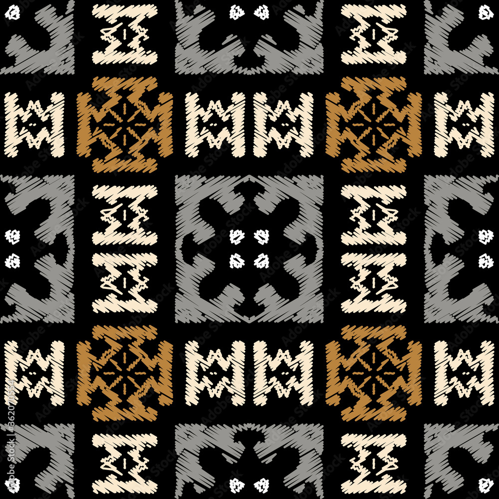Egyptian textured seamless pattern. African tribal ethnic tapestry ...