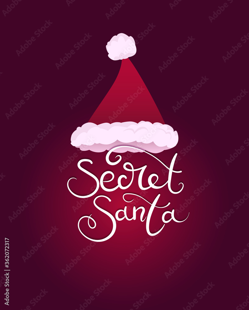 Secret santa vector concept for banner or poster. Santa's hat with ...