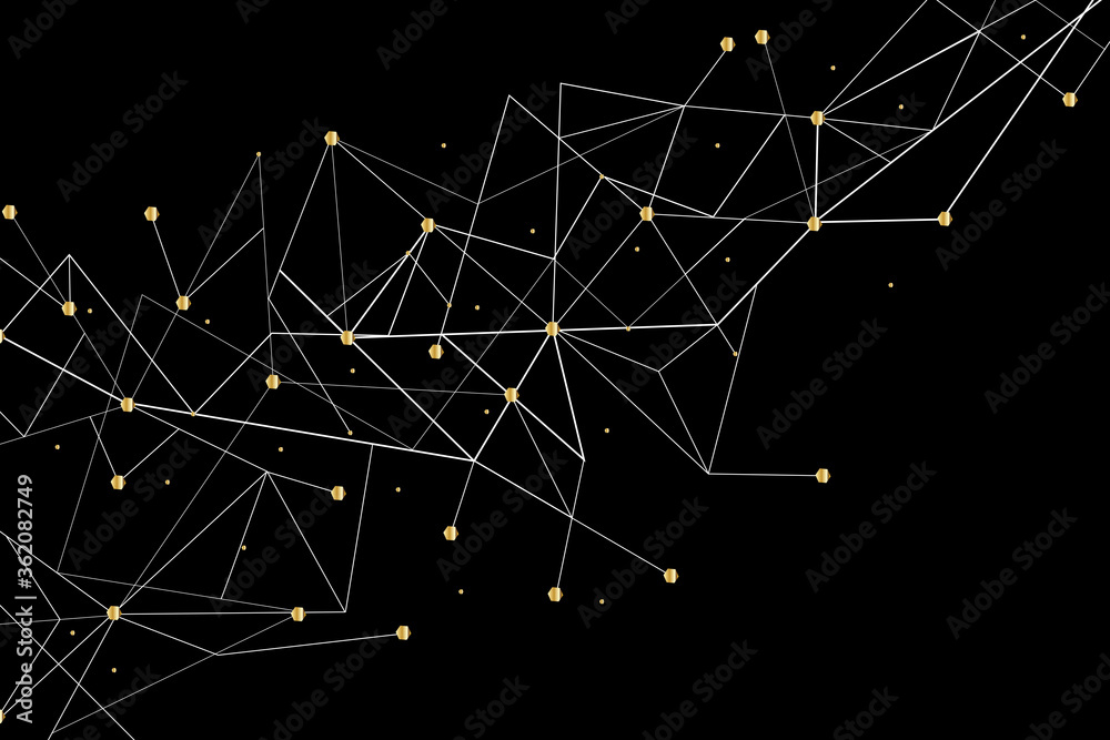Network abstract connection isolated on black background.Network ...