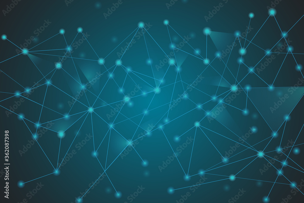 Network abstract connection isolated on blue background. Network ...