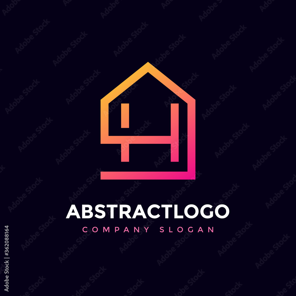 H letter and house sign combine Abstract logo vector design template ...