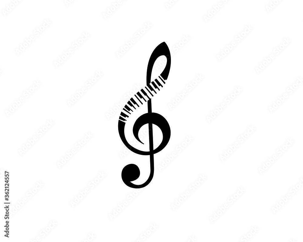 f clef music note black logo design isolatede on white. icon vector ...