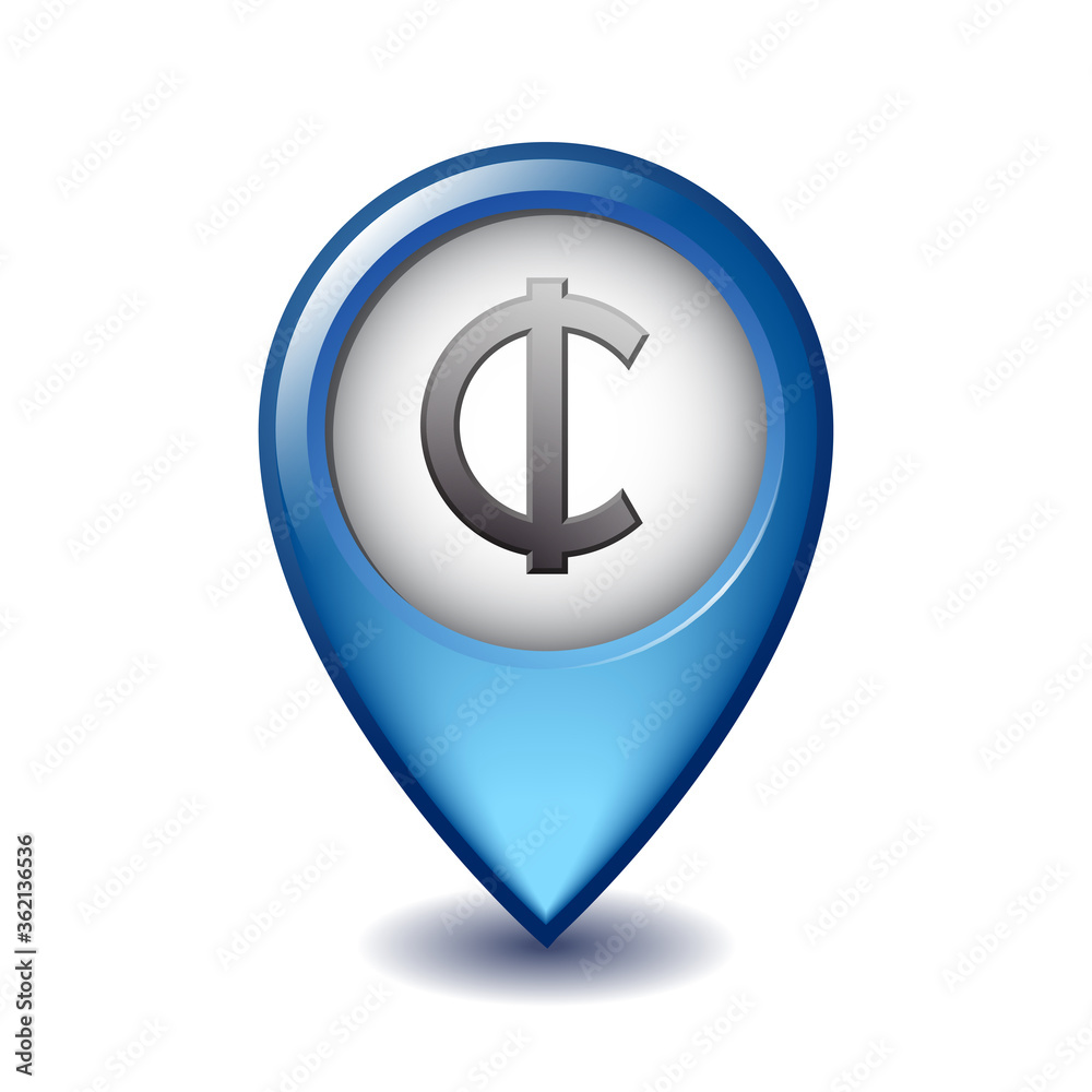 Ghana Cedi symbol on Mapping Marker vector icon. Stock Vector | Adobe Stock