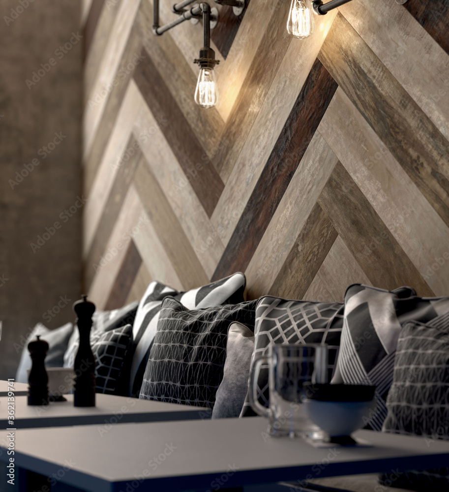 Modern interior design room with wood texture seamless, luxurious ...