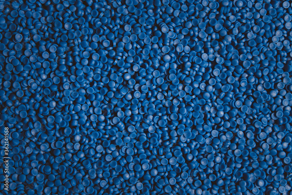 Blue plastic grain, plastic polymer granules,hand hold Polymer pellets ...