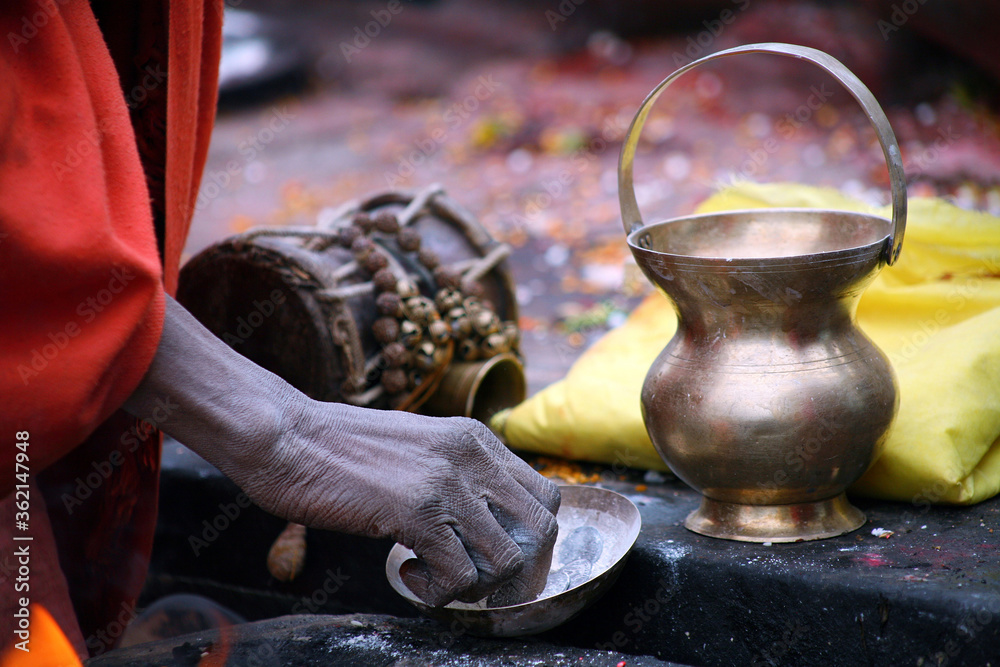 Sadhu's hand, An Indian Holy man. Stock Photo | Adobe Stock