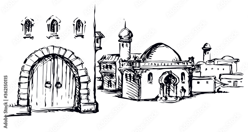 Old eastern city. Vector drawing Stock Vector | Adobe Stock