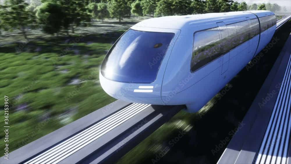 futuristic sci fi monorail train. Concept of future. Futuristic city ...