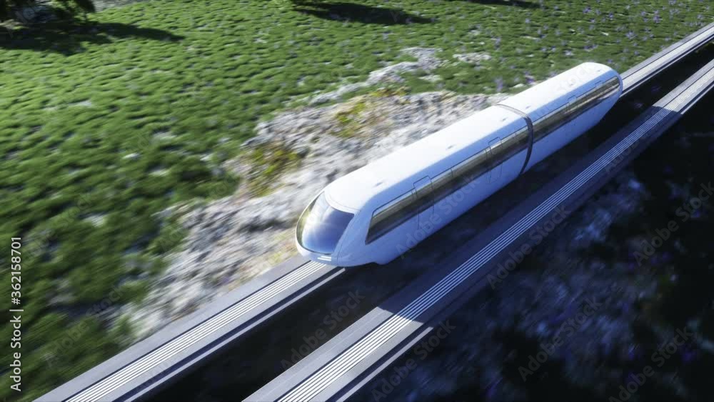 futuristic sci fi monorail train. Concept of future. Futuristic city ...