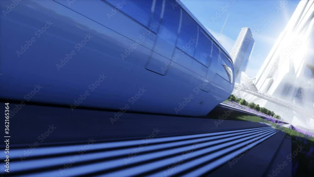 futuristic sci fi monorail train. Concept of future. Futuristic city ...