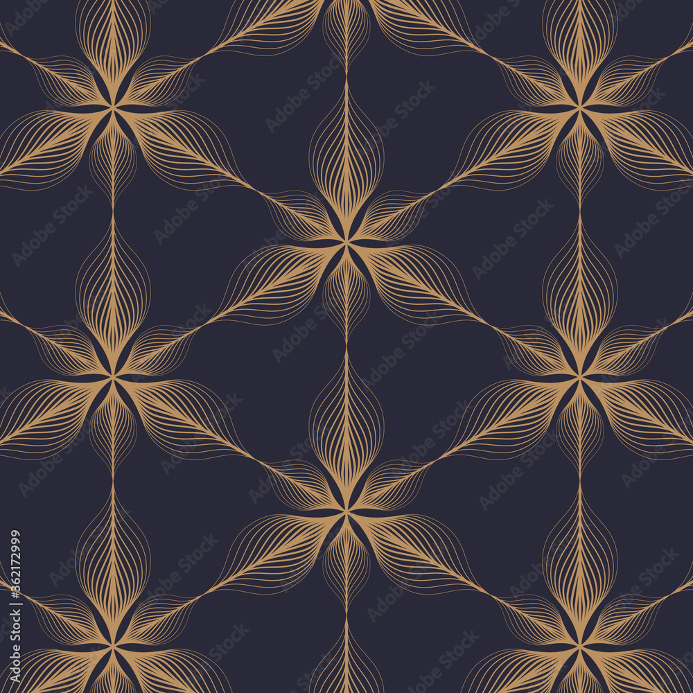 linear vector pattern, repeating abstract leaves, gray line of leaf or flower, floral. graphic ...