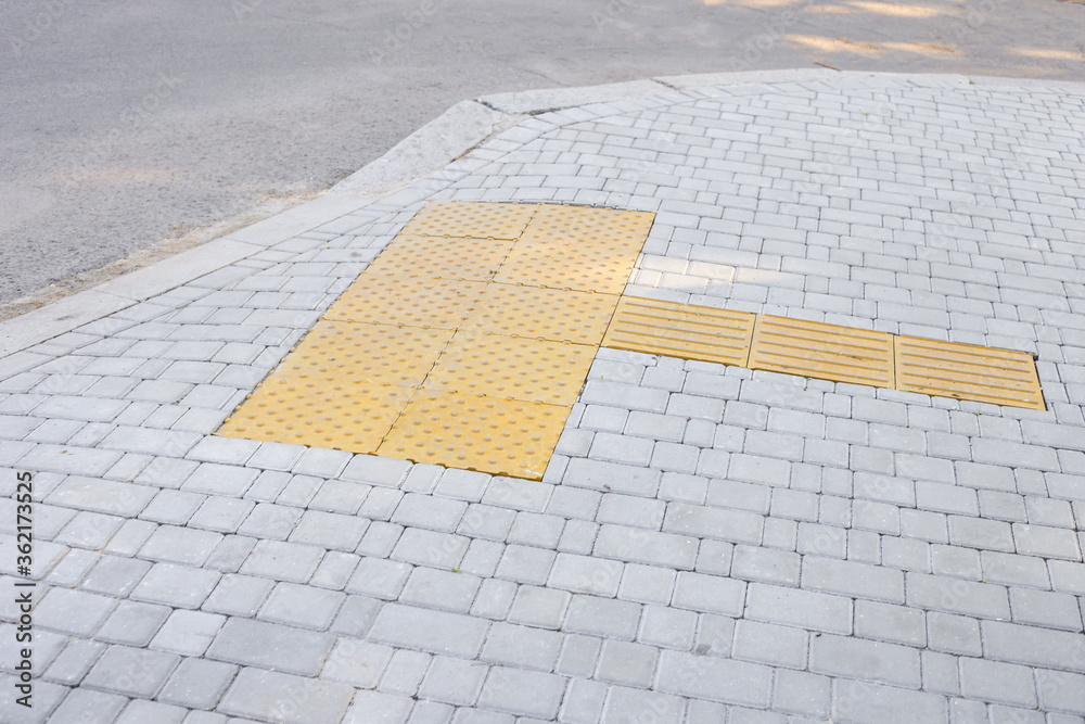 Special tracks for the blind and visually impaired. Tactile coating ...